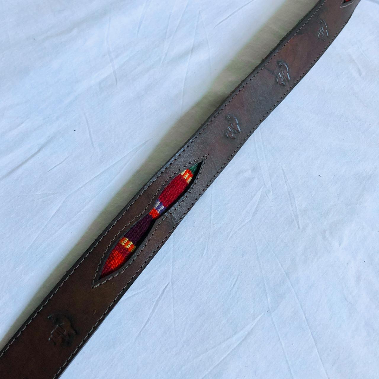 brown folklore belt Bolivian leather belt with... - Depop
