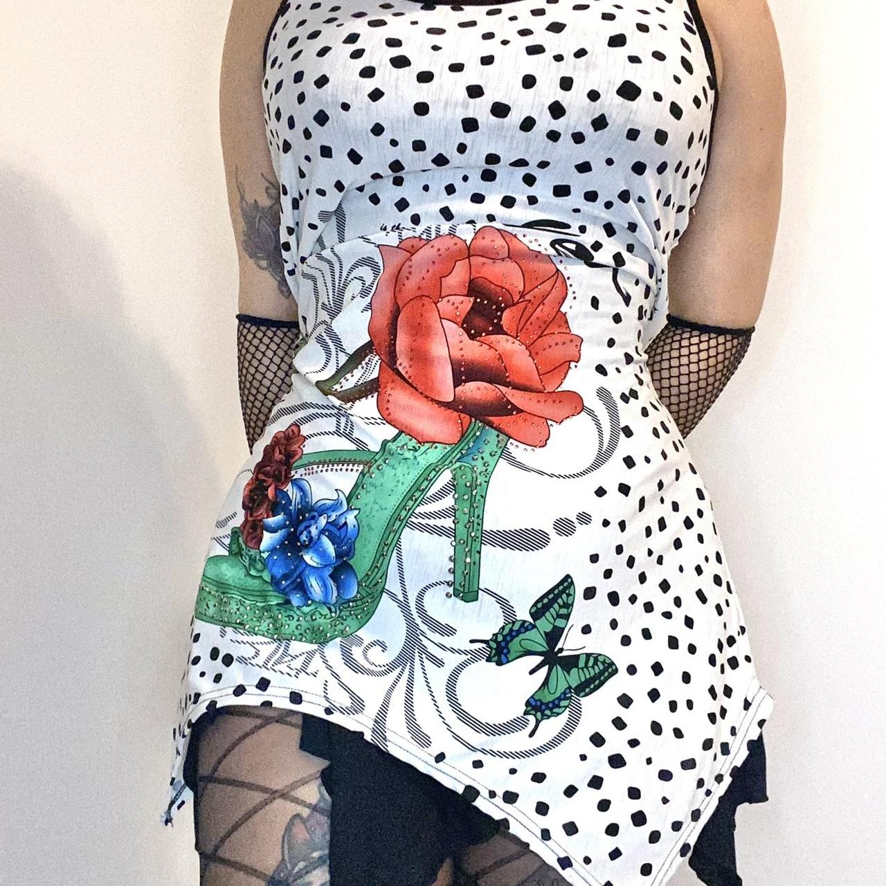 Y2k silky polka dot rhinestone dress By Julia Size... - Depop