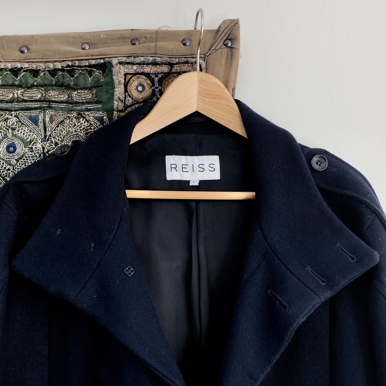 Reiss Navy Woollen Mens Overcoat. XL on label but... - Depop