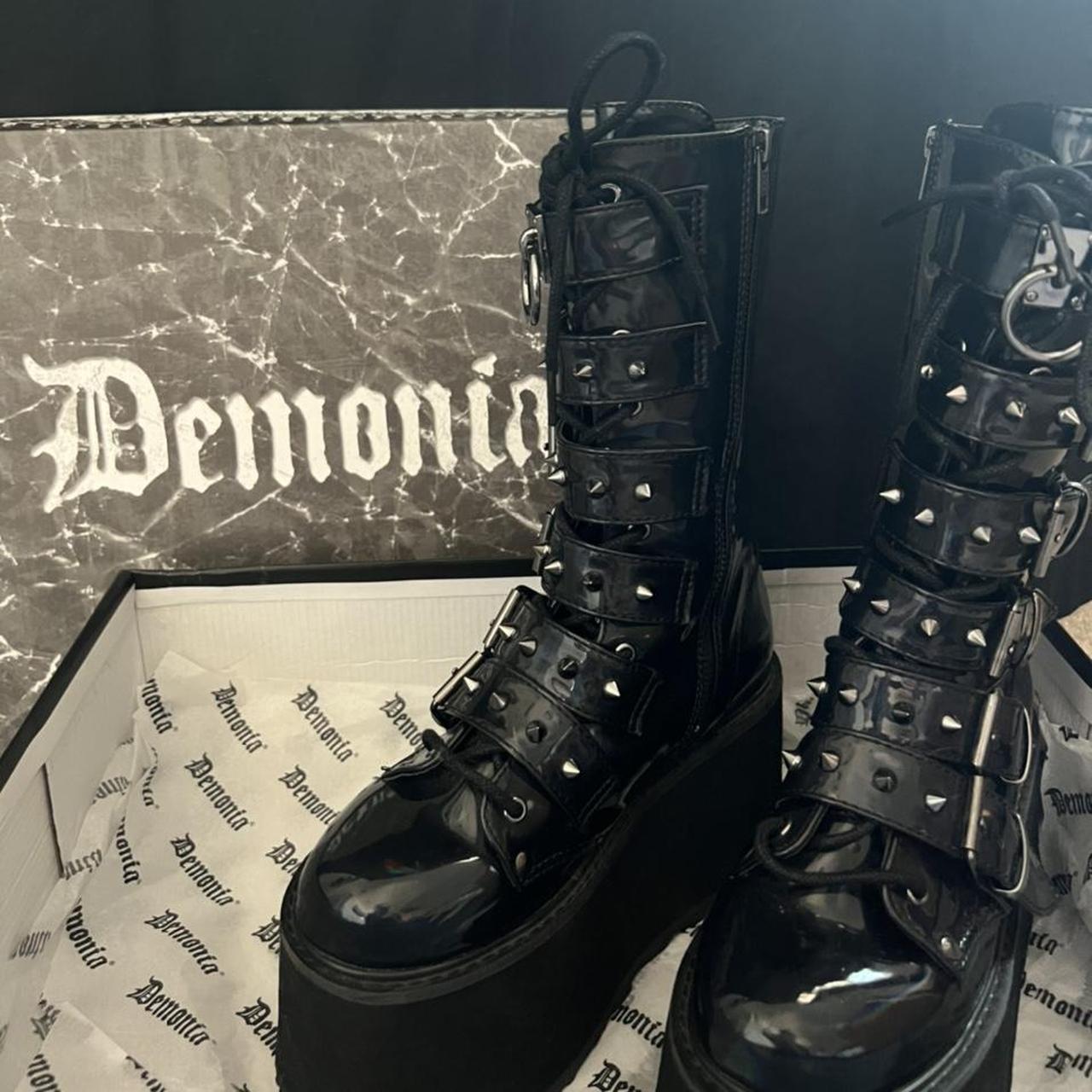 Authentic Demonia Prizm Heist Buckle Boots Gently... - Depop