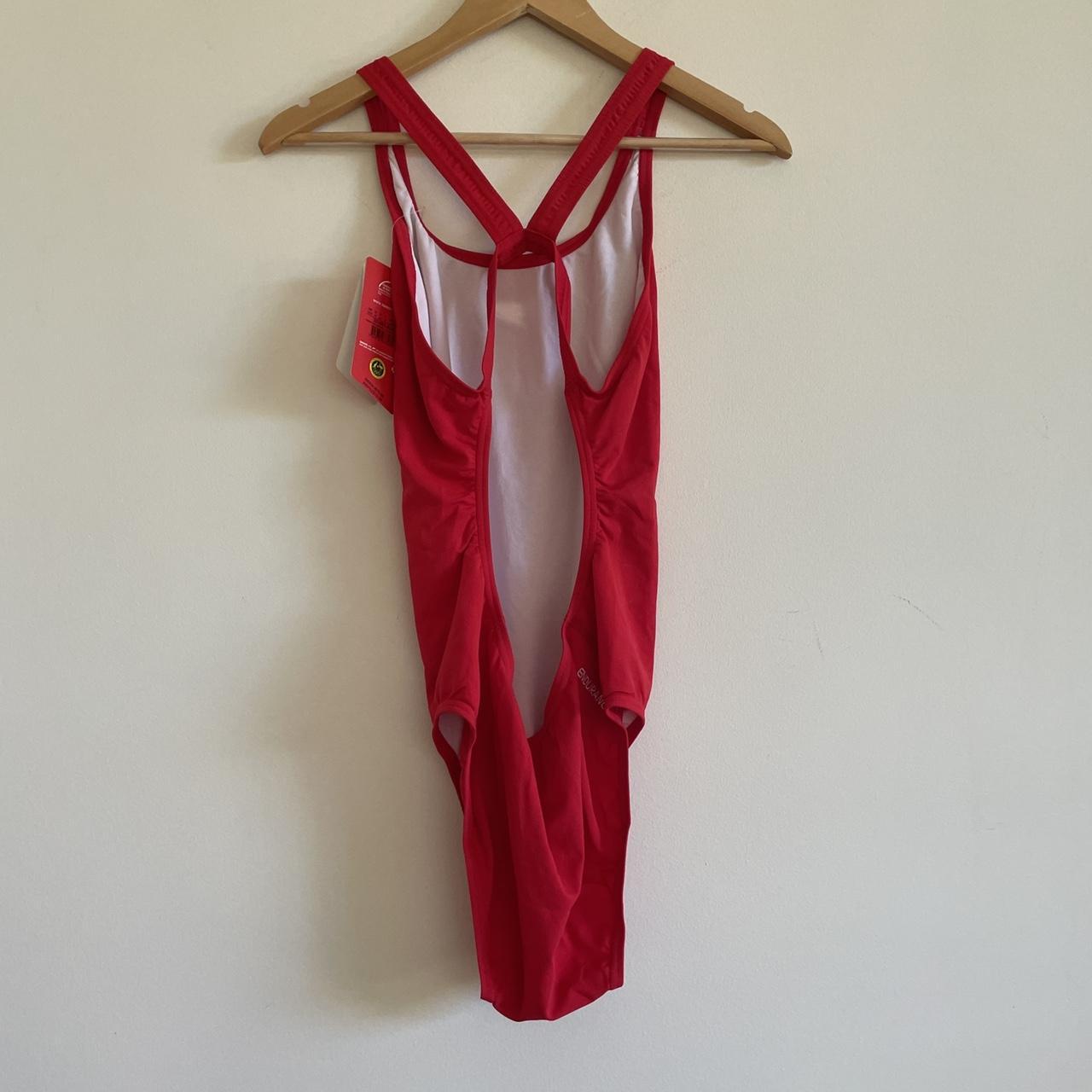 red speedo swimsuit bathers one piece bright red... - Depop