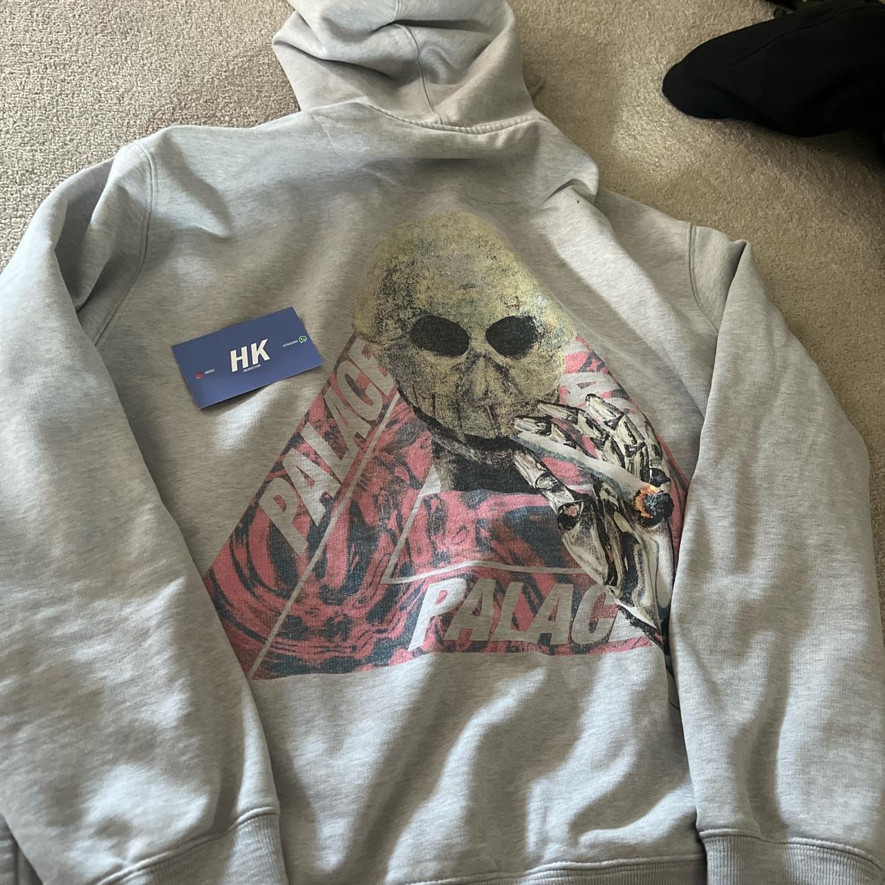 Palace Skeledon Hoodie Grey 8.5/10 Some Fading on... - Depop