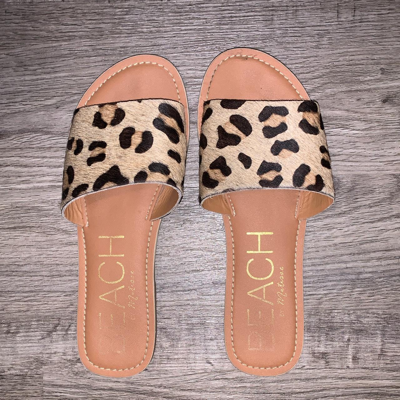 leopard animal print slide-on sandals brand is beach... - Depop