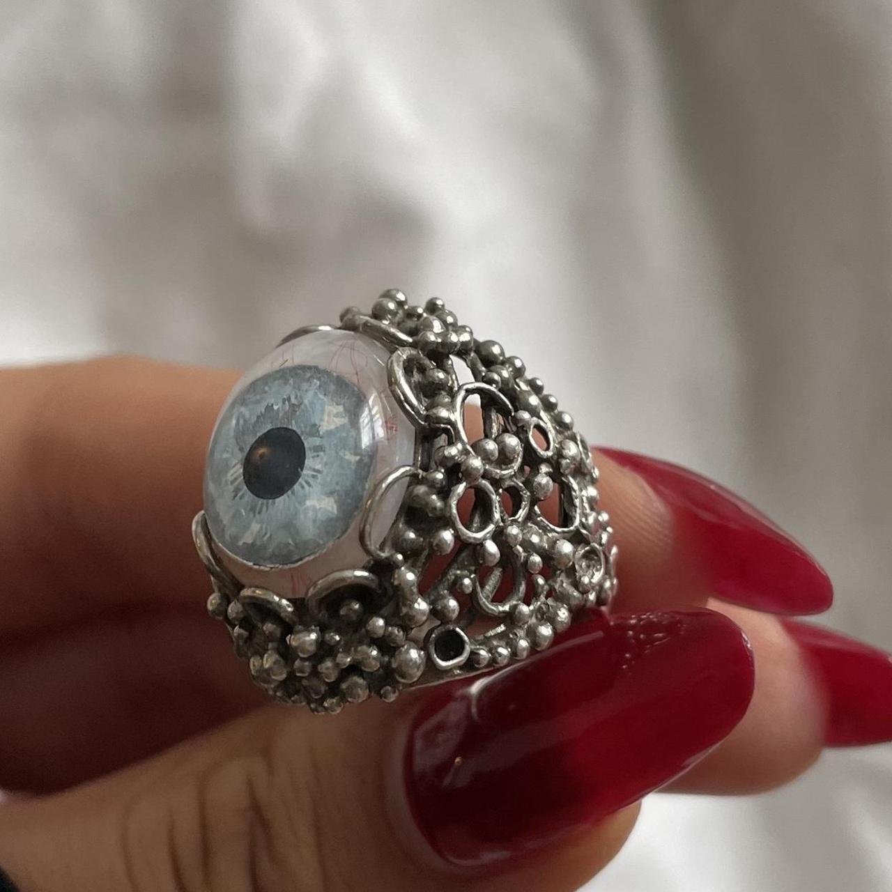 Handmade real prosthetic blue eye sterling silver... - Depop