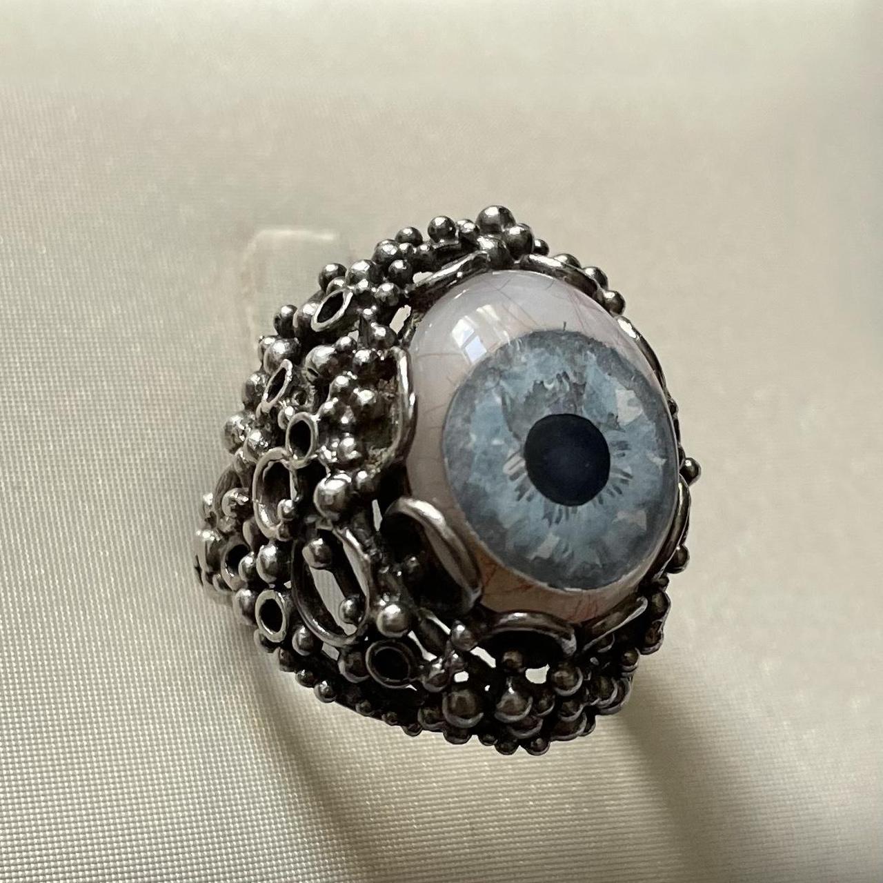 Handmade real prosthetic blue eye sterling silver... - Depop