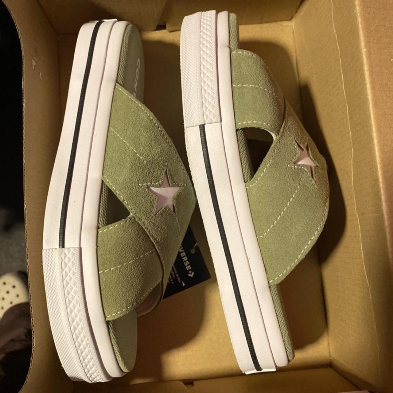 CONVERSE sage green wrap slides BRAND NEW Size 6... - Depop
