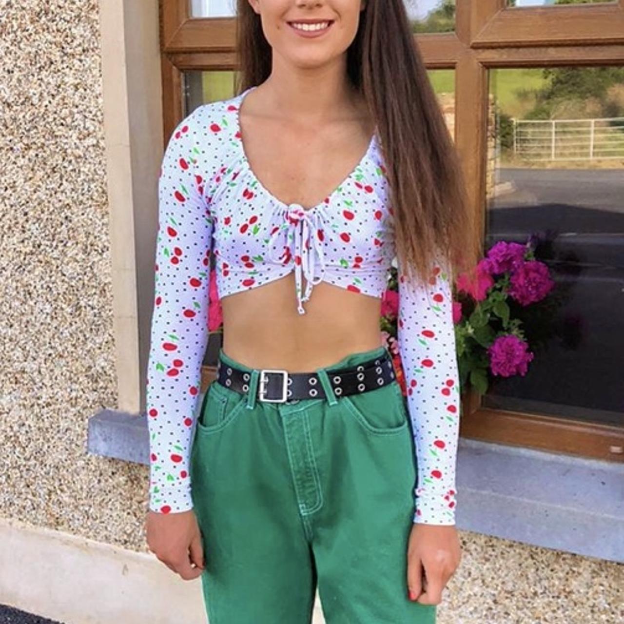 ASOS Cherry print crop top🍒 Perfect for summer Size... - Depop