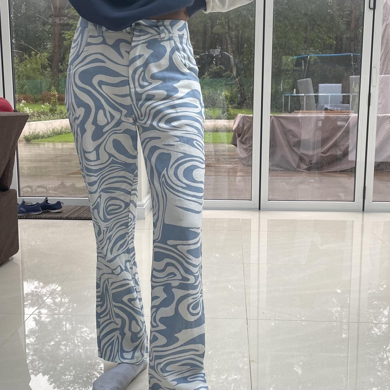 sick wavy flared/wide leg jeans/trousers !! really... - Depop