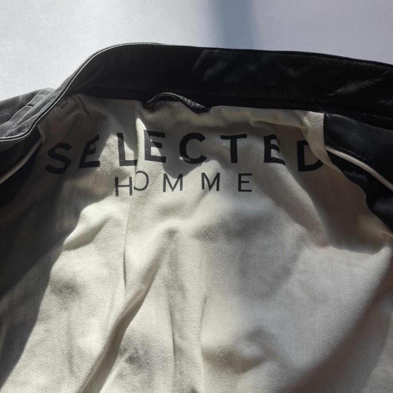 Selected Homme Leather jacket new w/o tags size L... - Depop