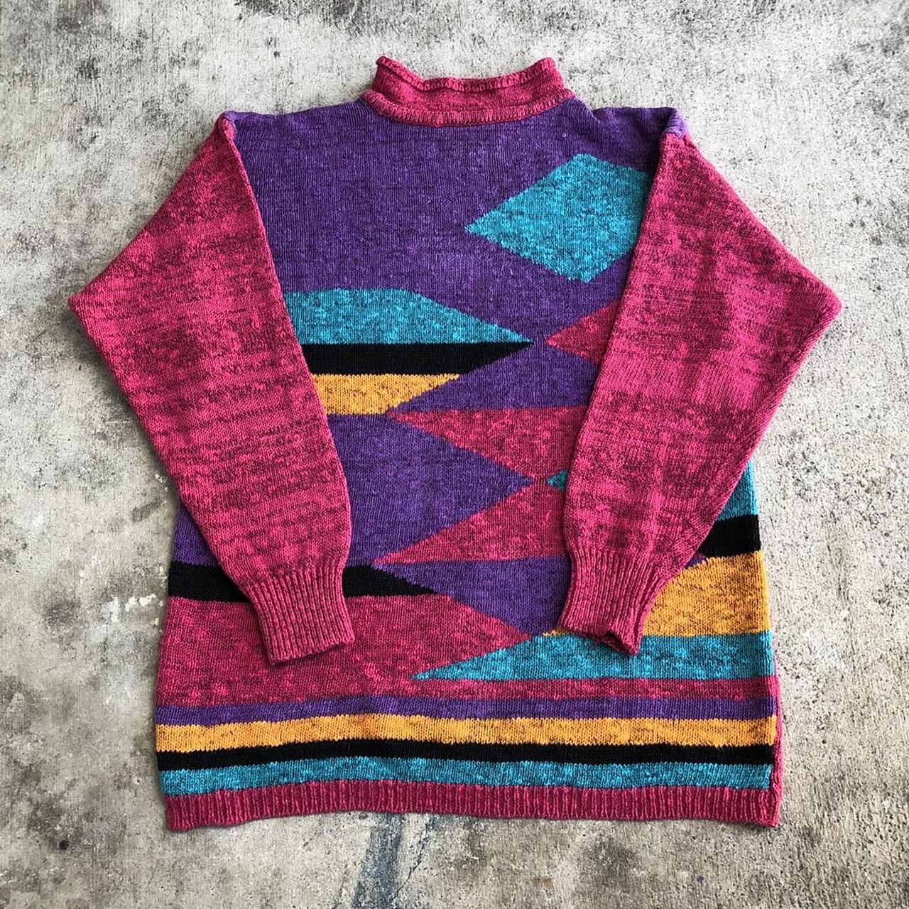 Vintage 90s funky colorful sweater size women’s... - Depop