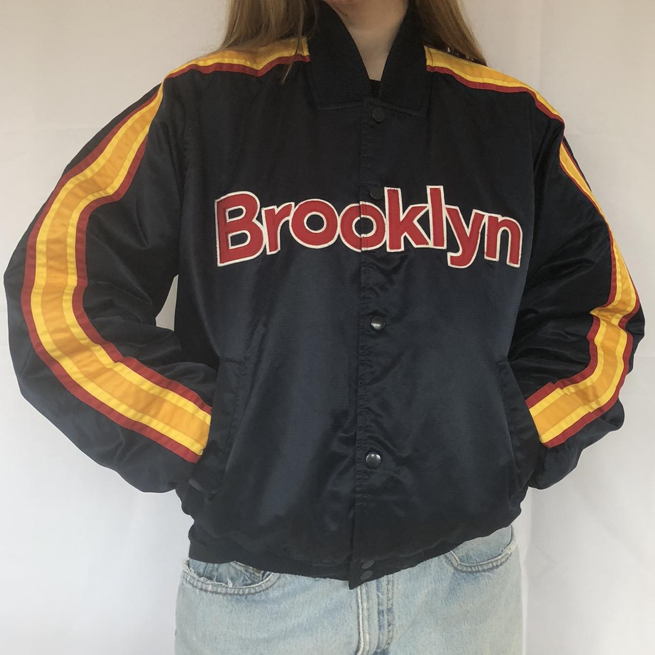 Awesome Brooklyn puffy bomber jacket - Size L... - Depop