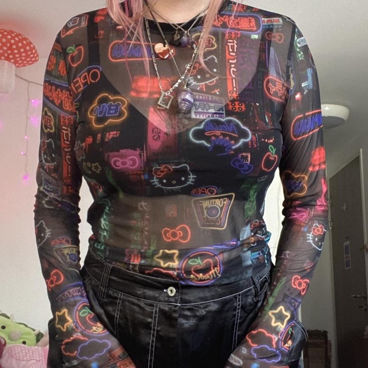 dolls kill hello kitty neon light mesh top! 🚦 -only... - Depop