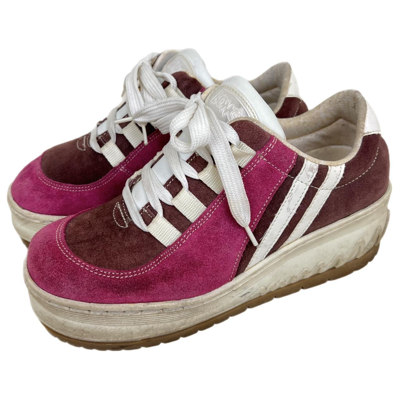 Vintage 90s BONGO Maroon Suede Chunky Platform Lace... - Depop