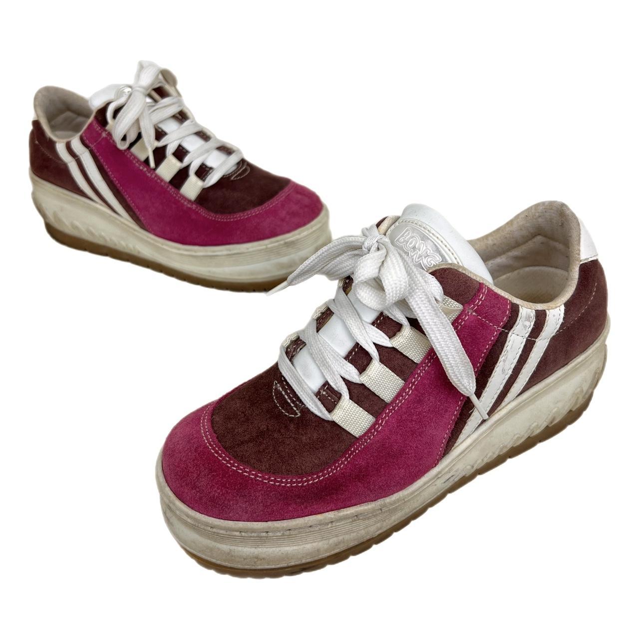 Vintage 90s BONGO Maroon Suede Chunky Platform Lace... - Depop