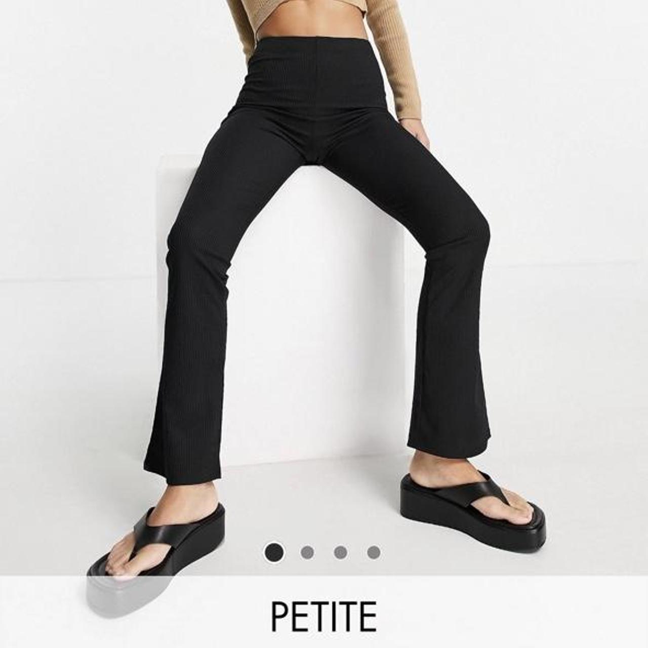 Topshop, black ribbed jersey flare trousers, only... - Depop