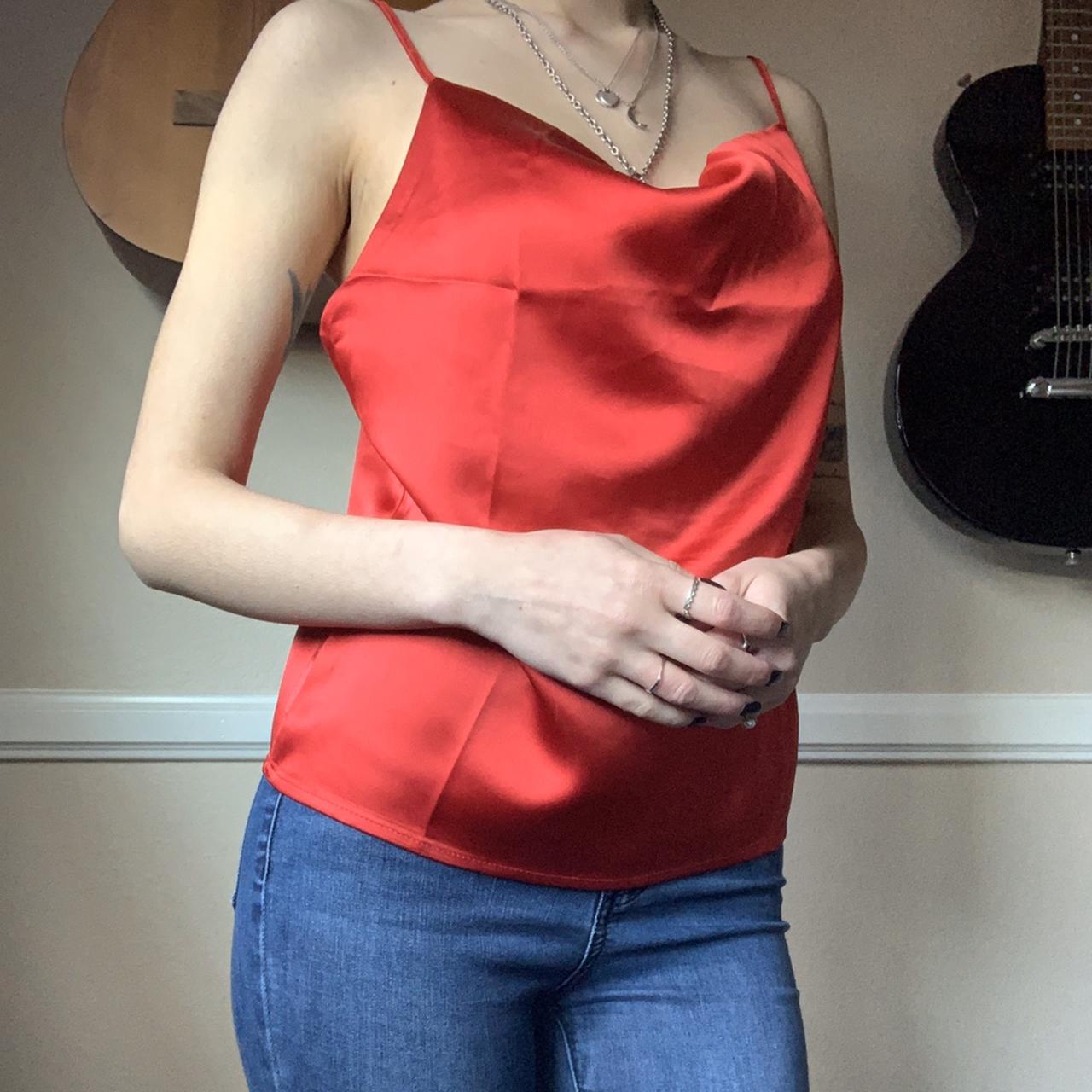 Red, silky tank top. Would look STUNNING on someone... - Depop