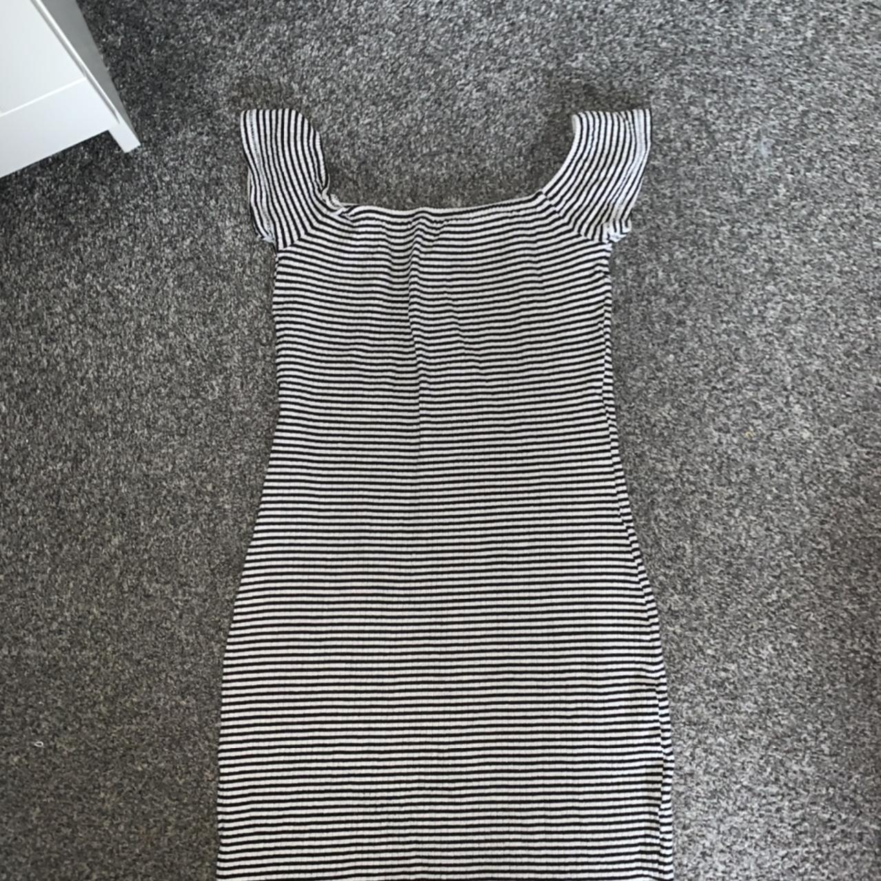 River island stripey Bardot mini bodycon button... - Depop