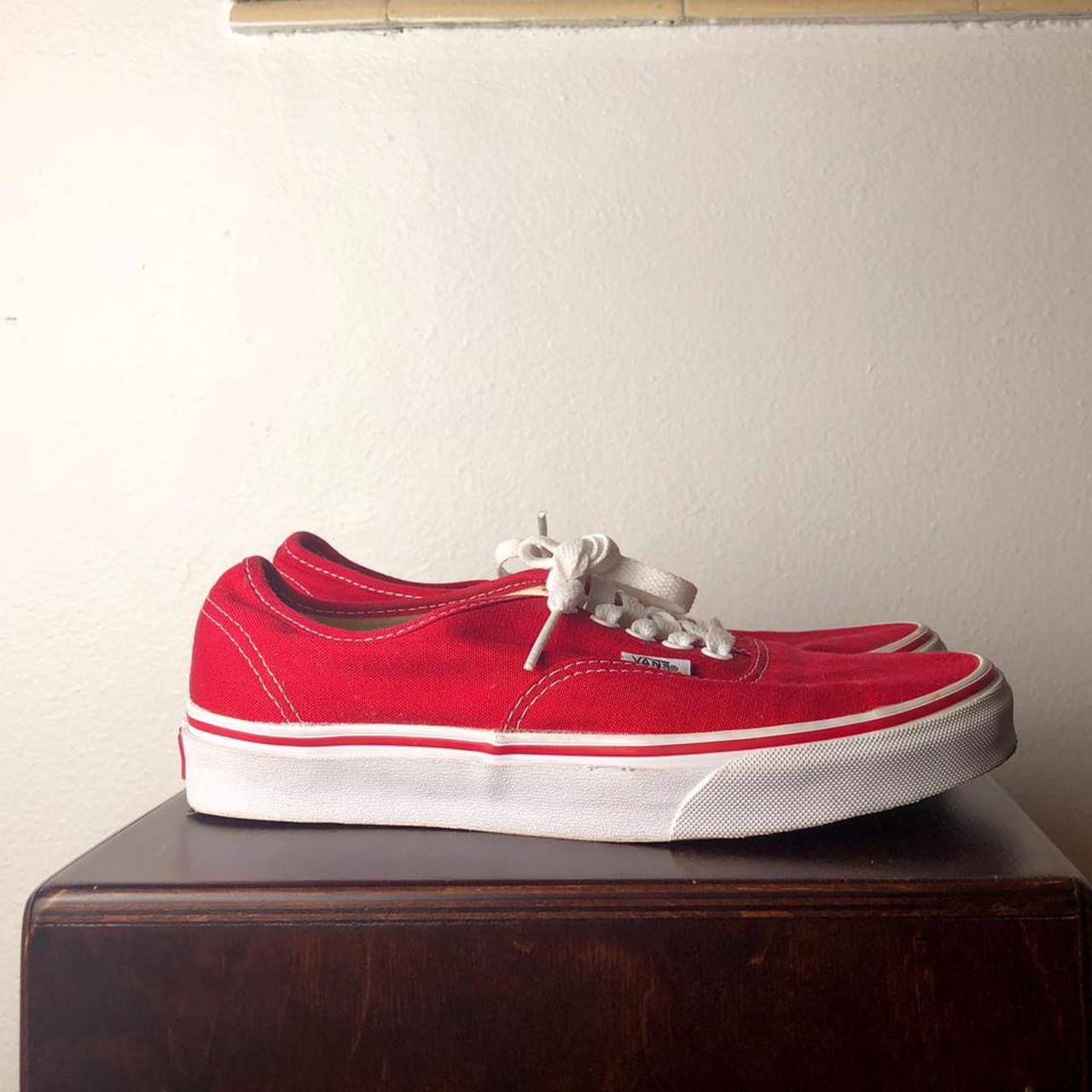 ~ red vans authentics ~ size: US M 6.5 // US W 8 //... - Depop