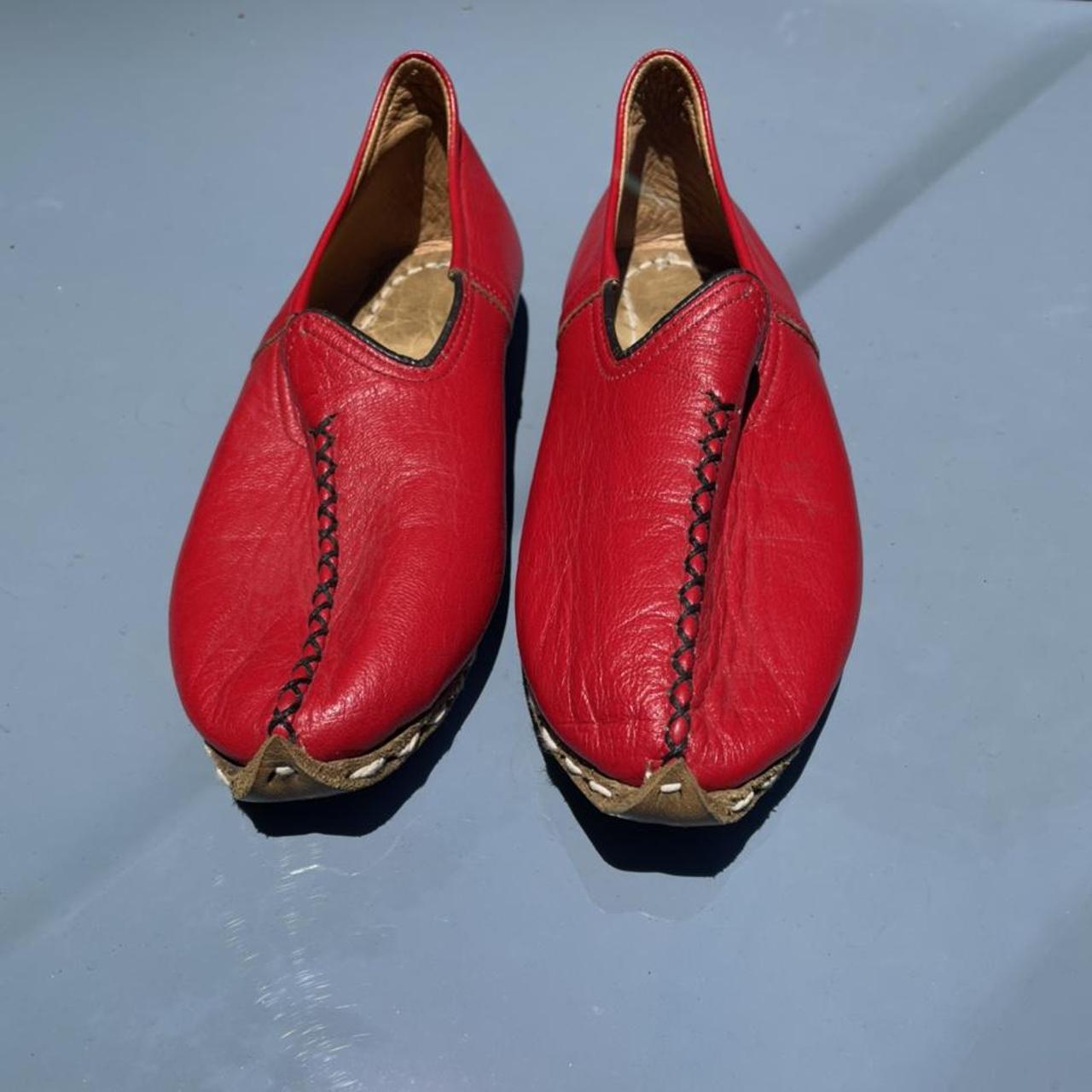 Genuine Handmade Red Leather Turkish Slippers (Size... - Depop