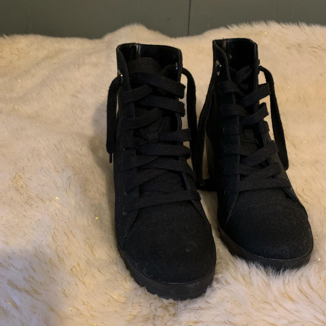 DSW Mix No.6 fabric lace up booties with black... - Depop