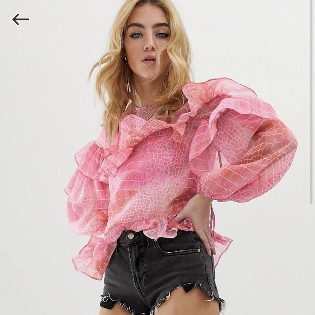 Asos Design Long Sleeve Sheet Ruffle Top In Depop