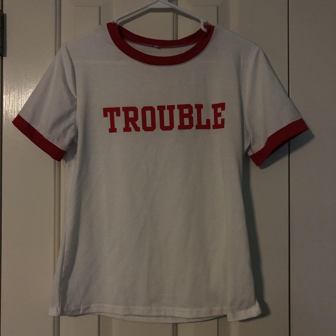 super cute and comfy white and red ringer tee! says... - Depop