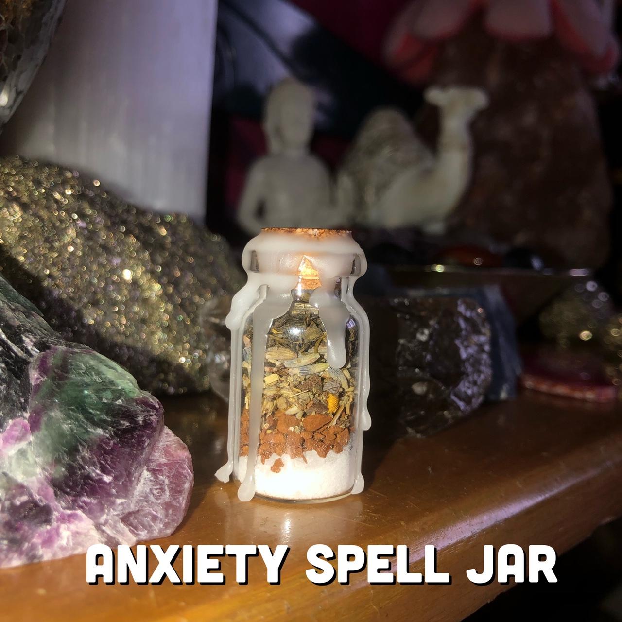 Anxiety spell jar 🦋 HELPS WITH ANXIETY Message me... - Depop