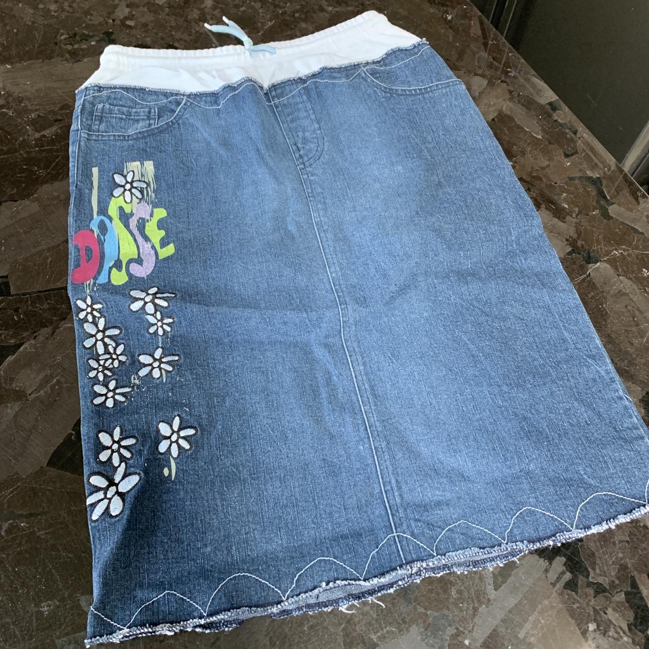 Dosse Posse denim embroidered skirt be unique on the... - Depop