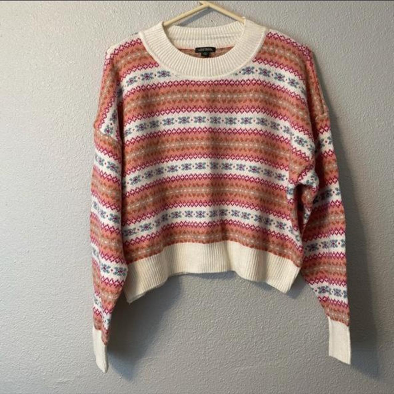 Wild Fable Long Sleeve Soft Pink Print Sweater Size... - Depop