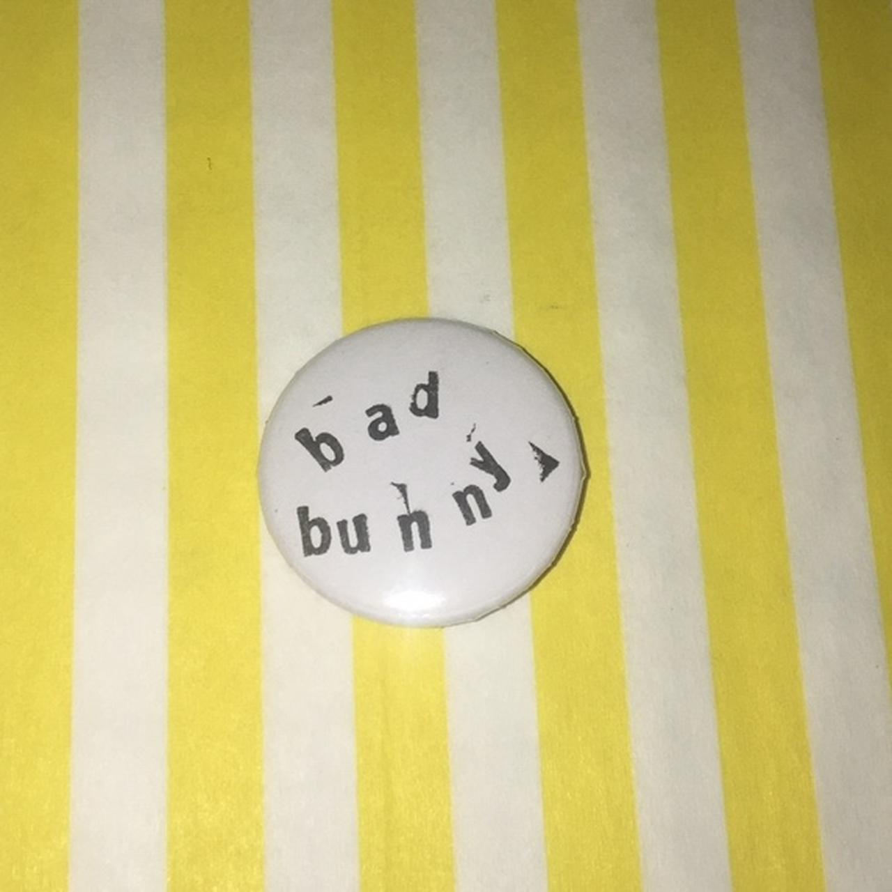 bad bunny pin badge 1 badge for £2.50, 3 badges... - Depop