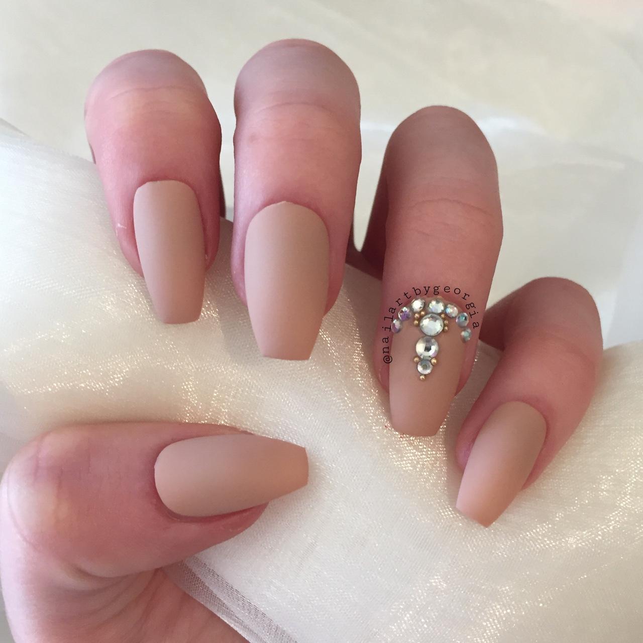 Tan and Silver Nails | Depop