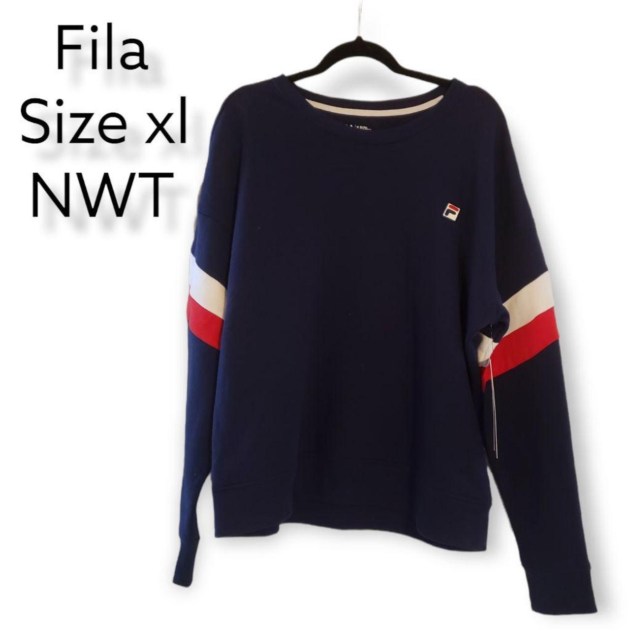 Fila Women's Blue and Red Cardigan | Depop