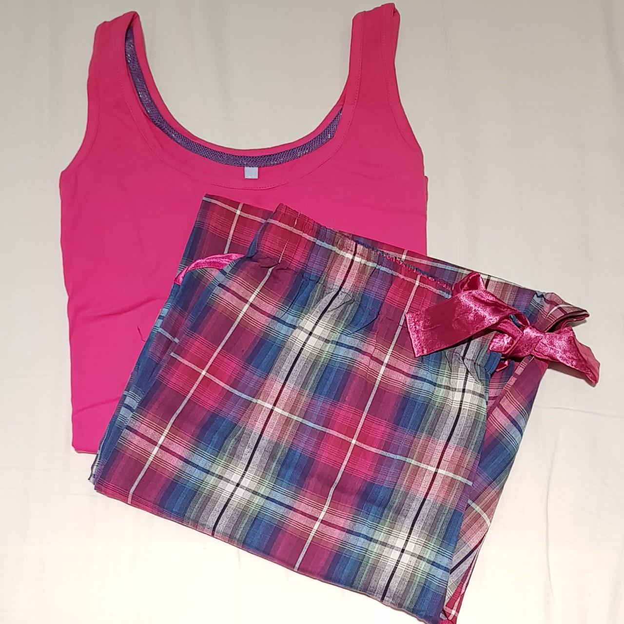 Butterfly Blue PJ set. Pink vest top with long... - Depop