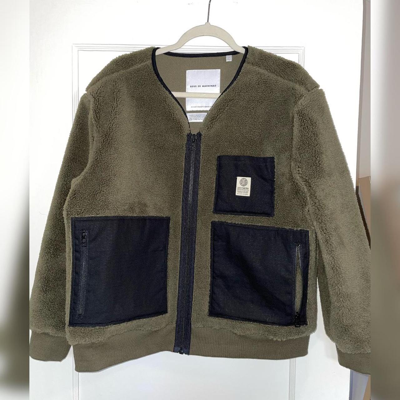 Deus Ex Machina Women's Khaki and Black Jacket | Depop