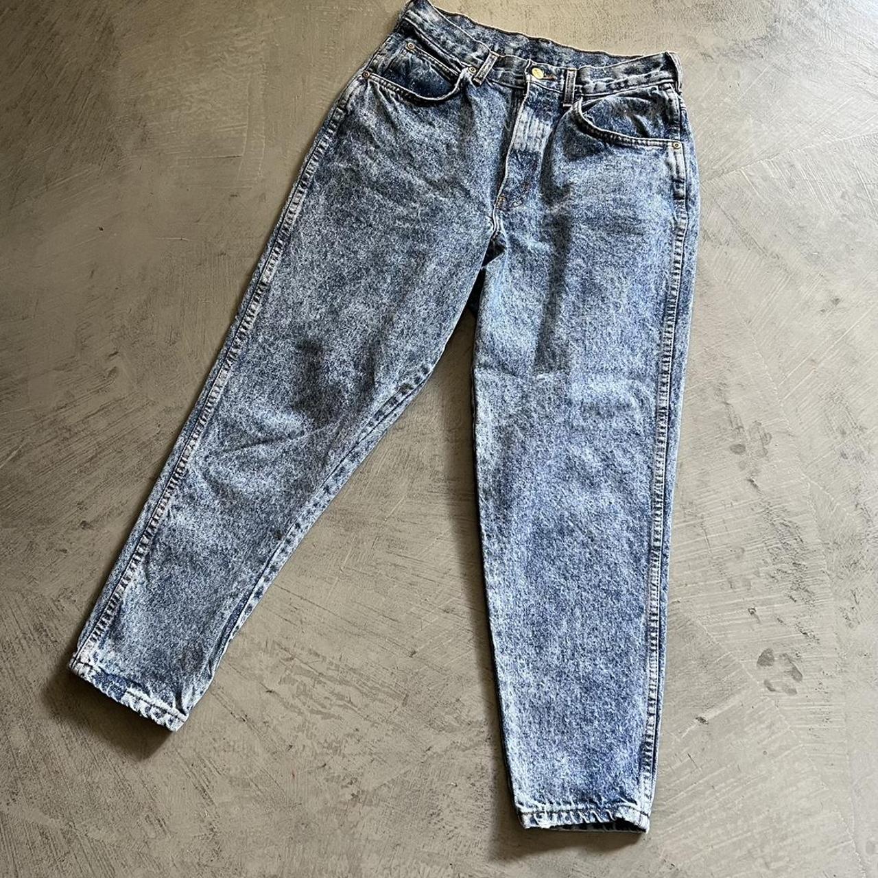 True vintage! Blue acid wash jeans. Wow. Slim... - Depop