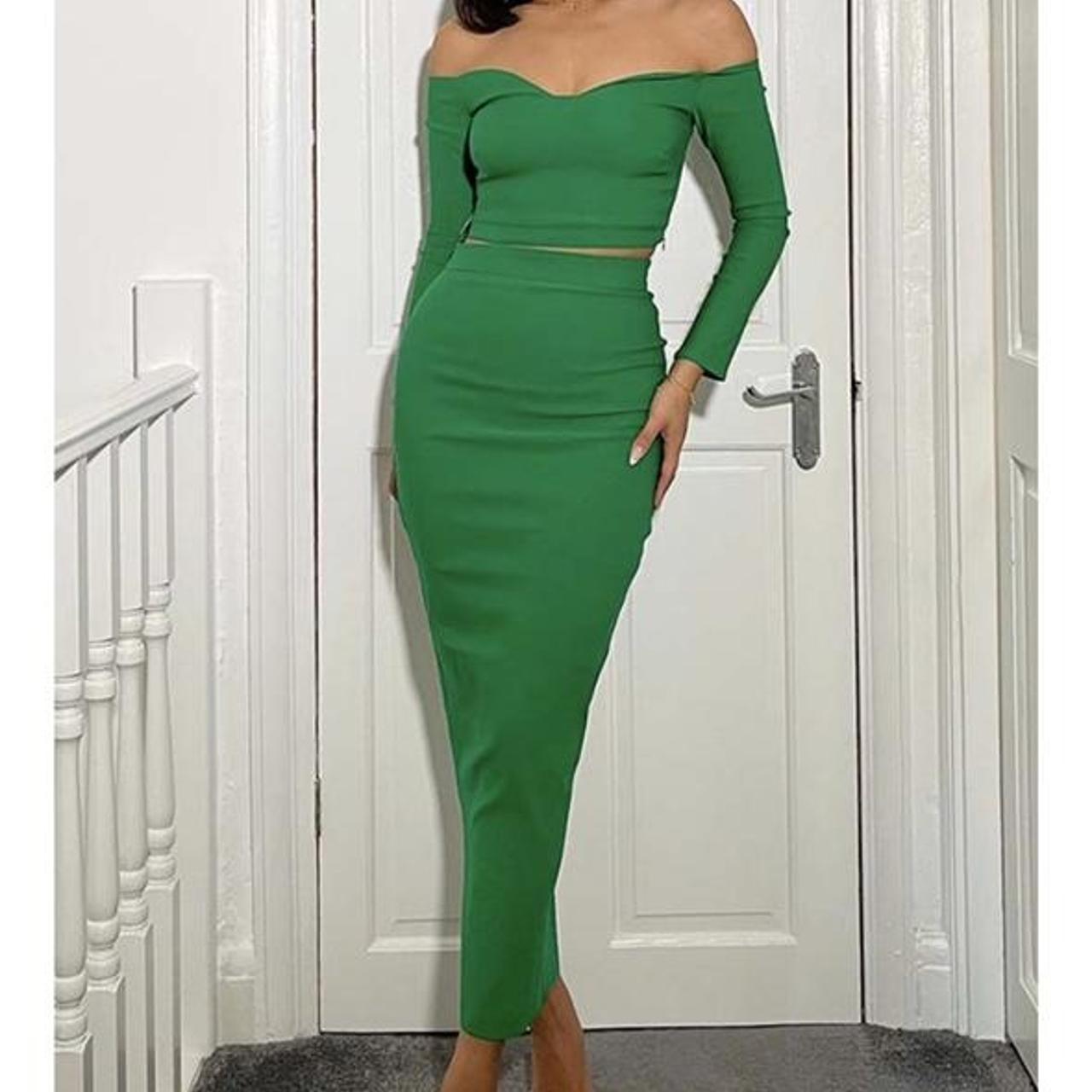 Green Vesper co-ord, top and skirt, worn once to a... - Depop