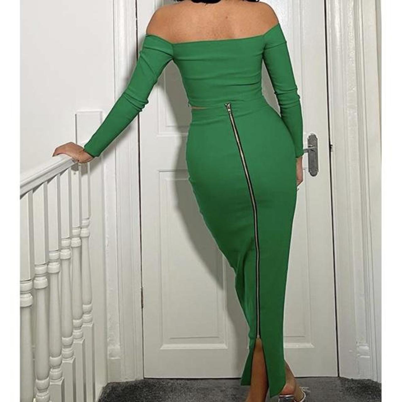Green Vesper co-ord, top and skirt, worn once to a... - Depop