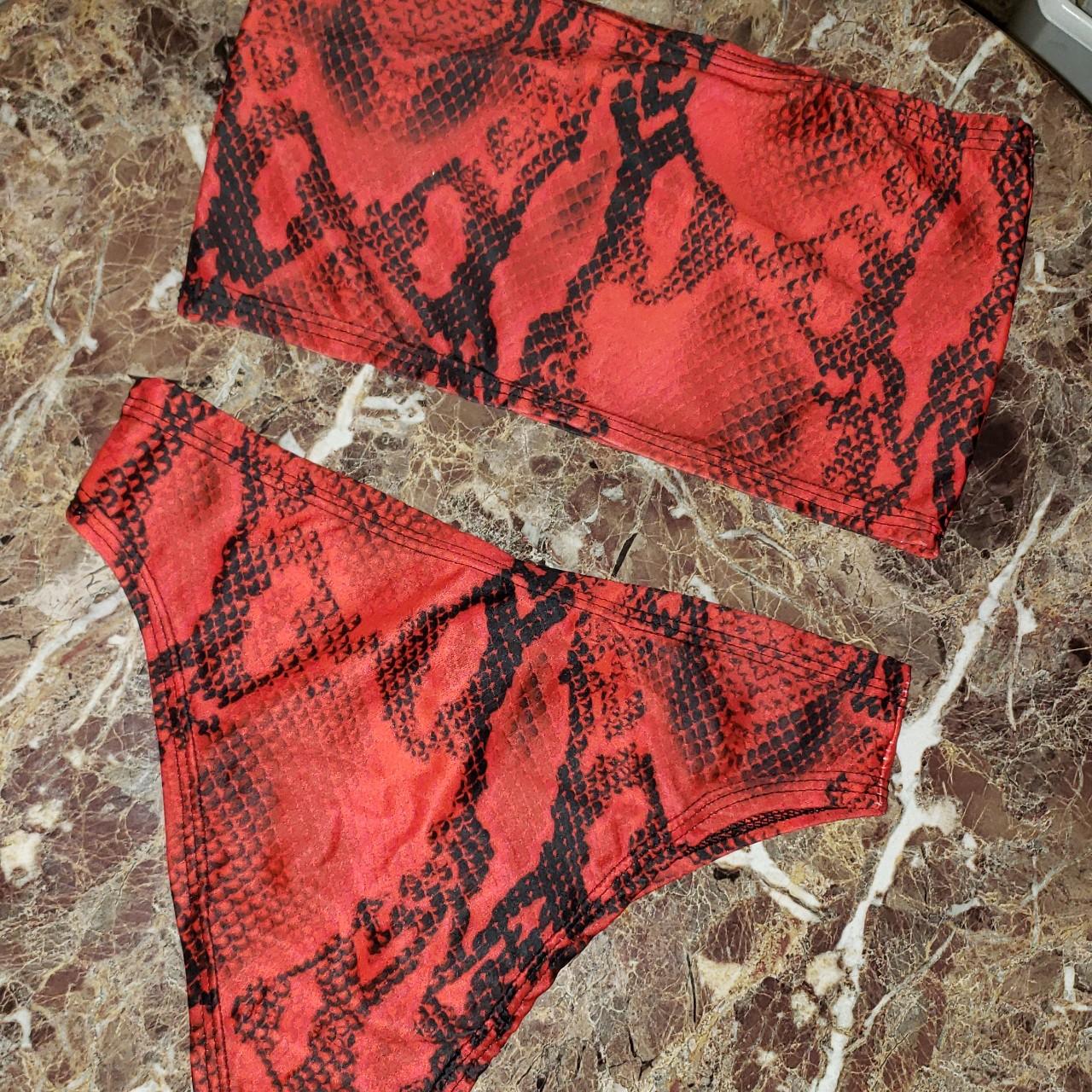 LIMEBLONDE red snake print festival 2 piece. Size UK... - Depop