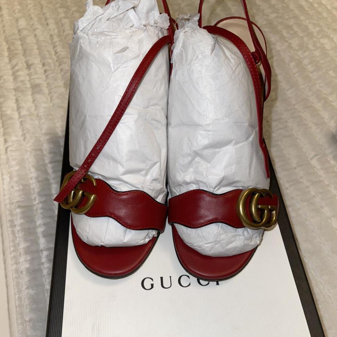Women authentic red gucci heels worn once - Depop