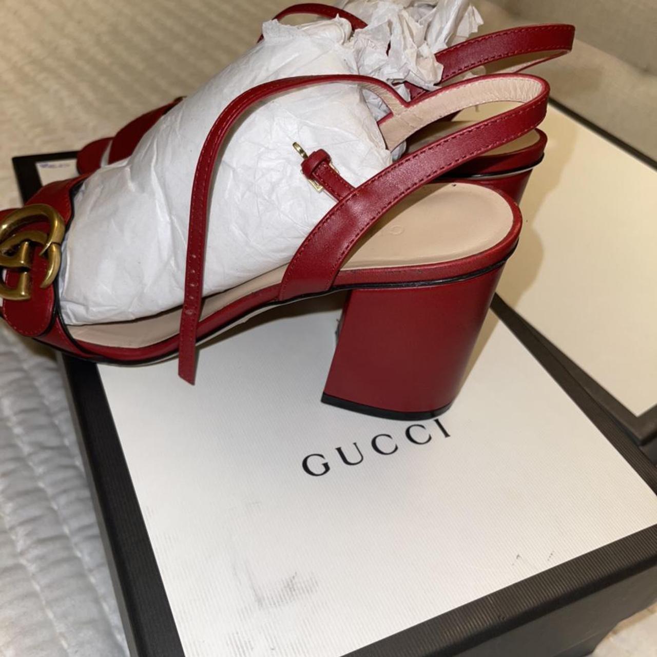 Women authentic red gucci heels worn once - Depop