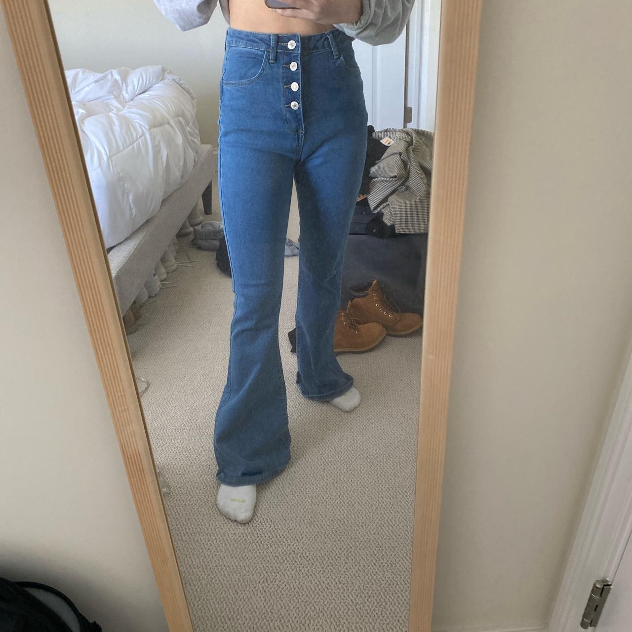 Adorable button up flare jeans. Worn once! So comfy... - Depop
