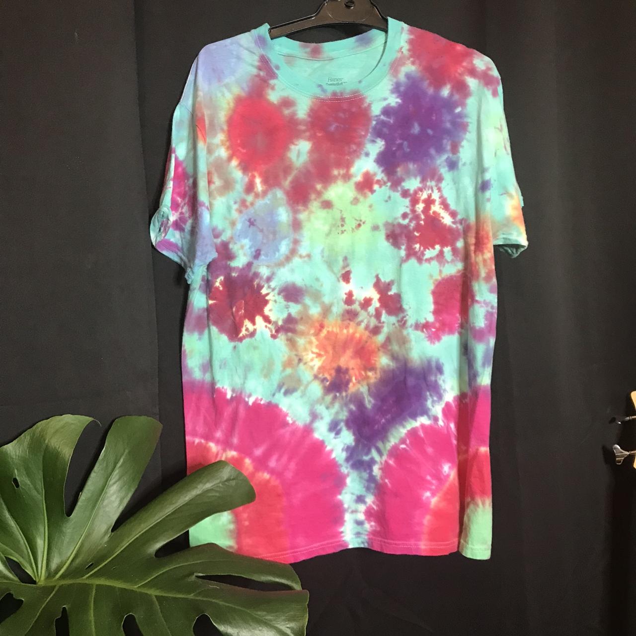 70s psychedelic inspired tye dye t by Hanes. Size M.... - Depop