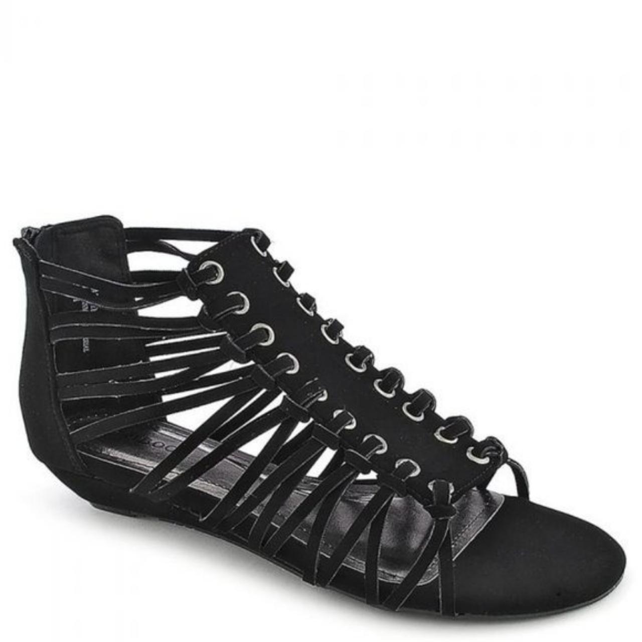 Strappy Wedge Open Toe Back Zipper Sandals Women's... - Depop