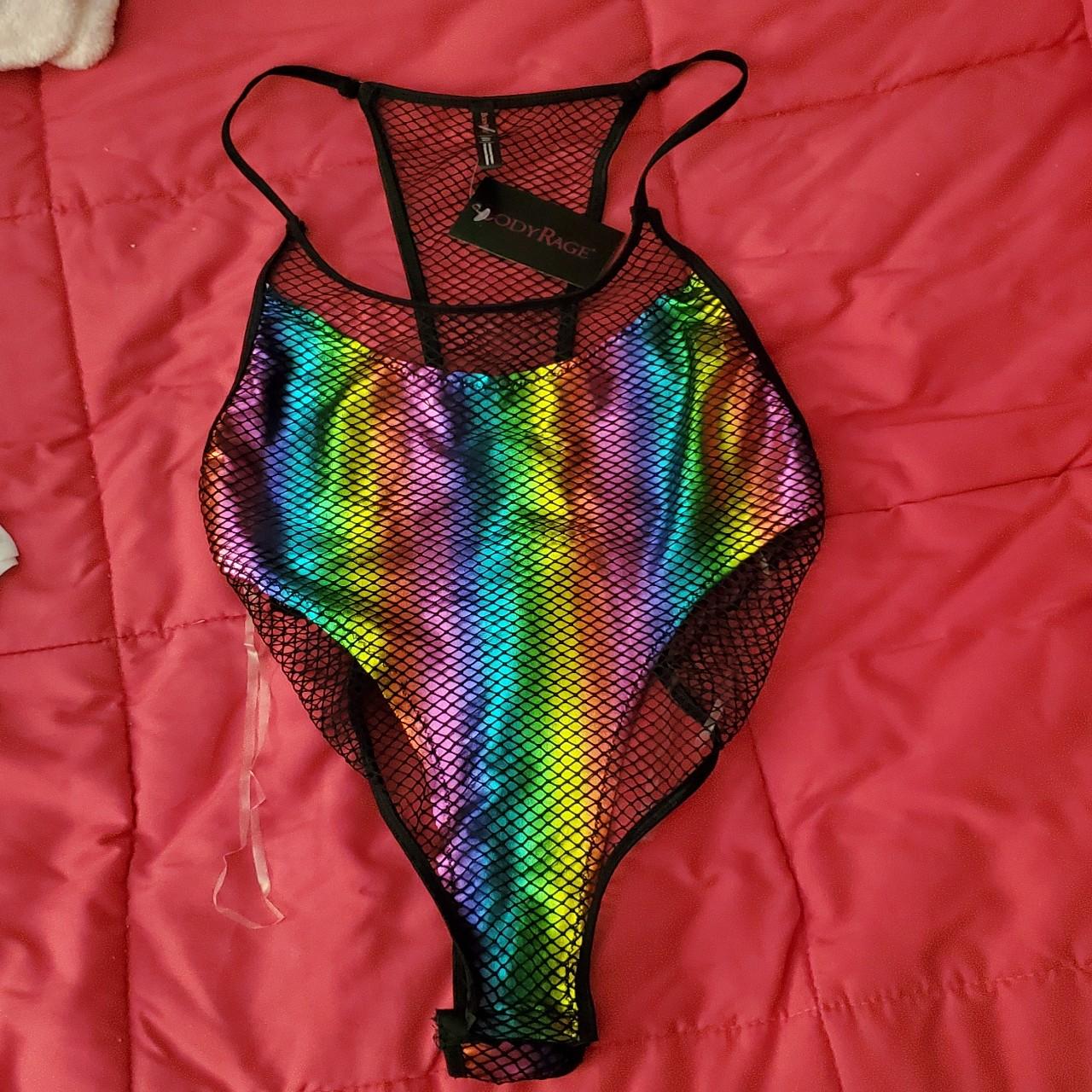 Body rage rainbow bodysuit. #movingsell #cute #rainbow - Depop