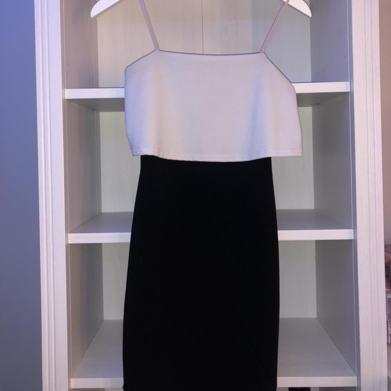 Pretty Little Thing bodycon dress in white and... - Depop