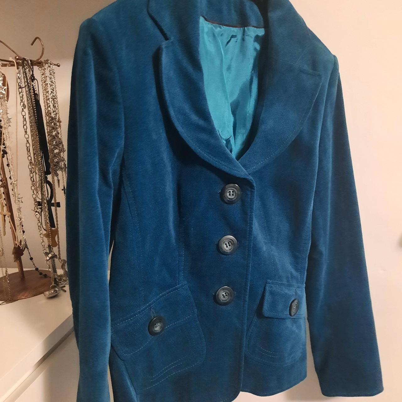 Absolutely gorgeous vintage blue velvet jacket with... - Depop