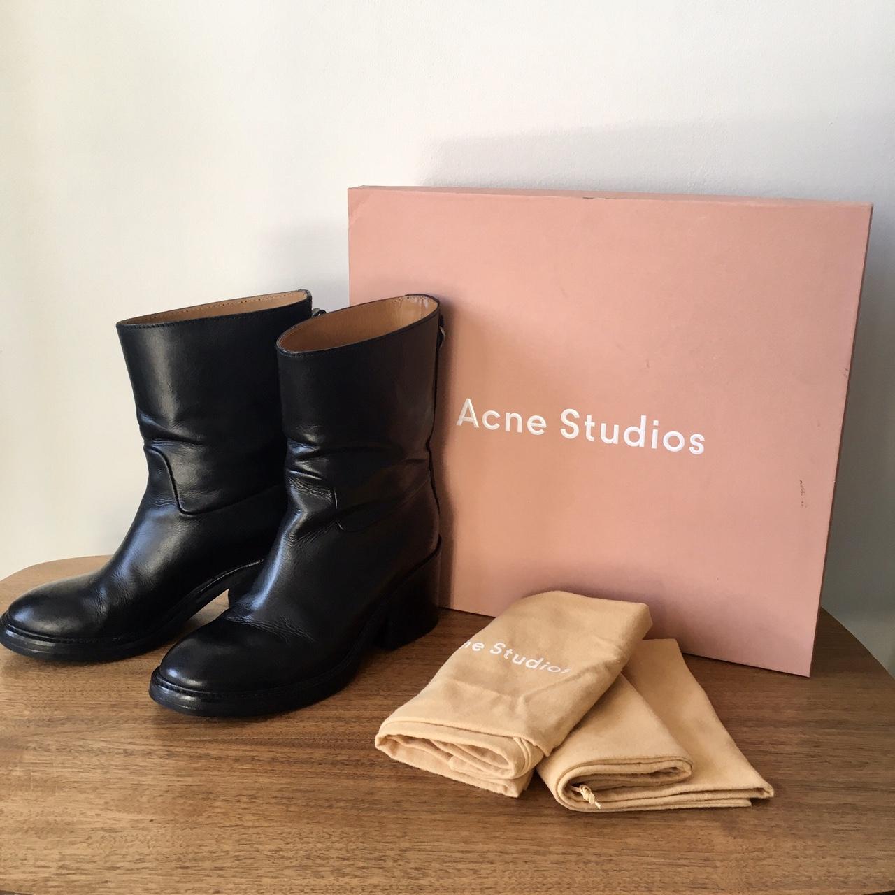 Acne Studios ‘Evel’ black leather boots in size 37... - Depop