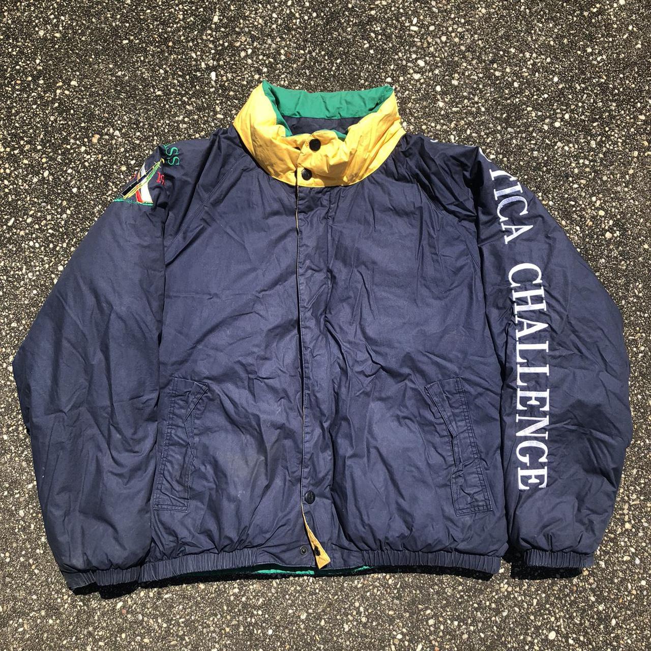 Vintage Nautical Puffer jacket J-Class embroidered... - Depop