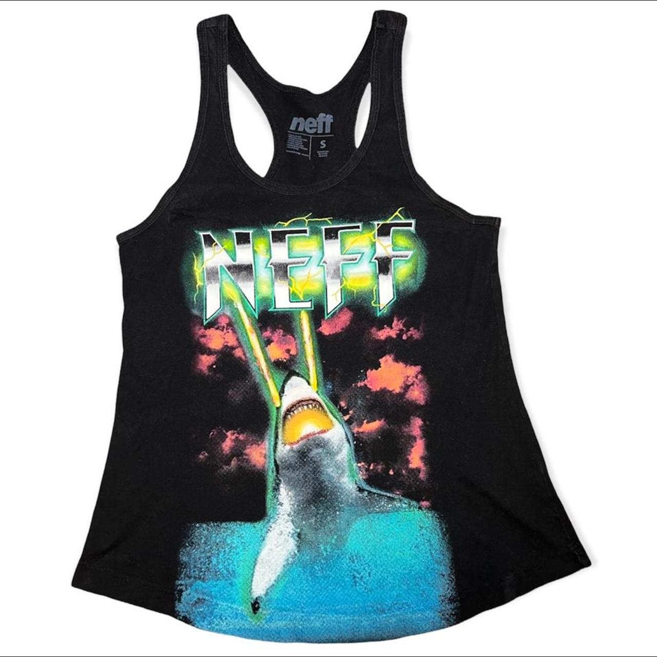 Neff Laser Eyes Shark Juniors Small Graphic Tank Top... - Depop