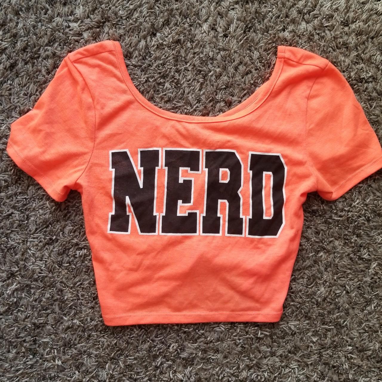 Neon orange Nerd Statement Cropped... - Depop